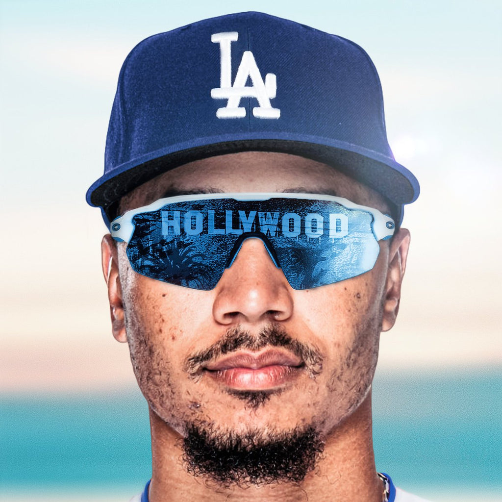 Baseball player Mookie Betts was seen waring white and blue Oakley ...