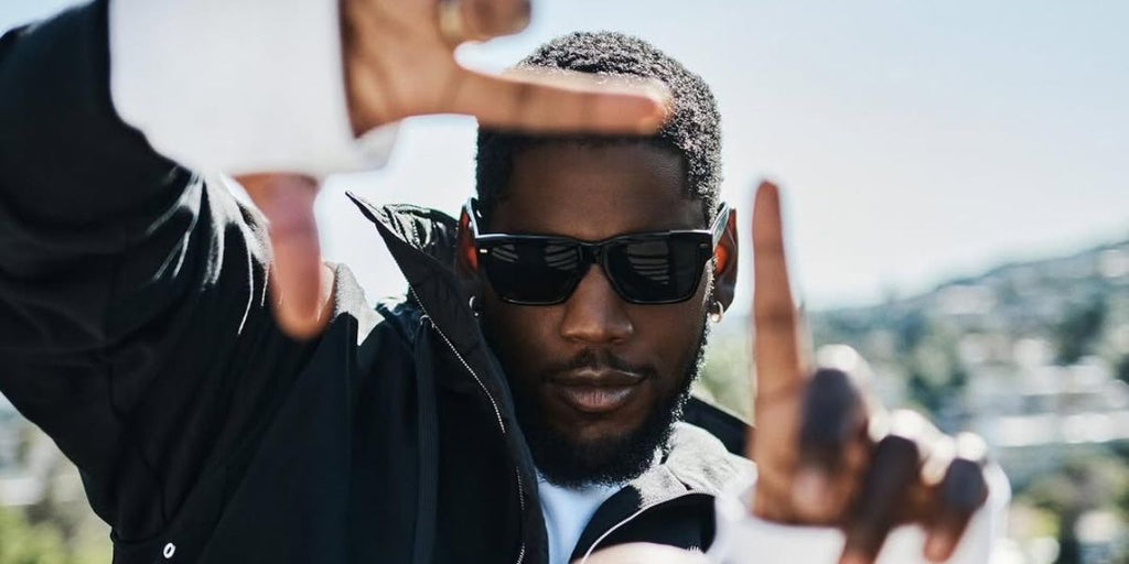 Quincy Isaiah was seen wearing black Dolce&Gabbana DG4431 501/87 square ...