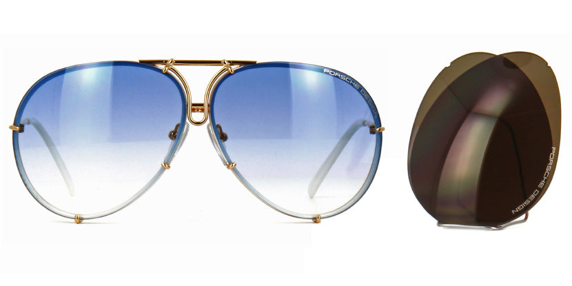 Porsche Design 8478 W Gold Frame - Grad Blue + Brown Lenses